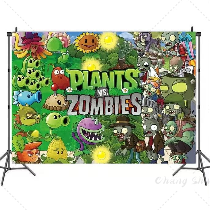 Game Plants &vs. Zombies Theme Birthday Party Background Decoration ...