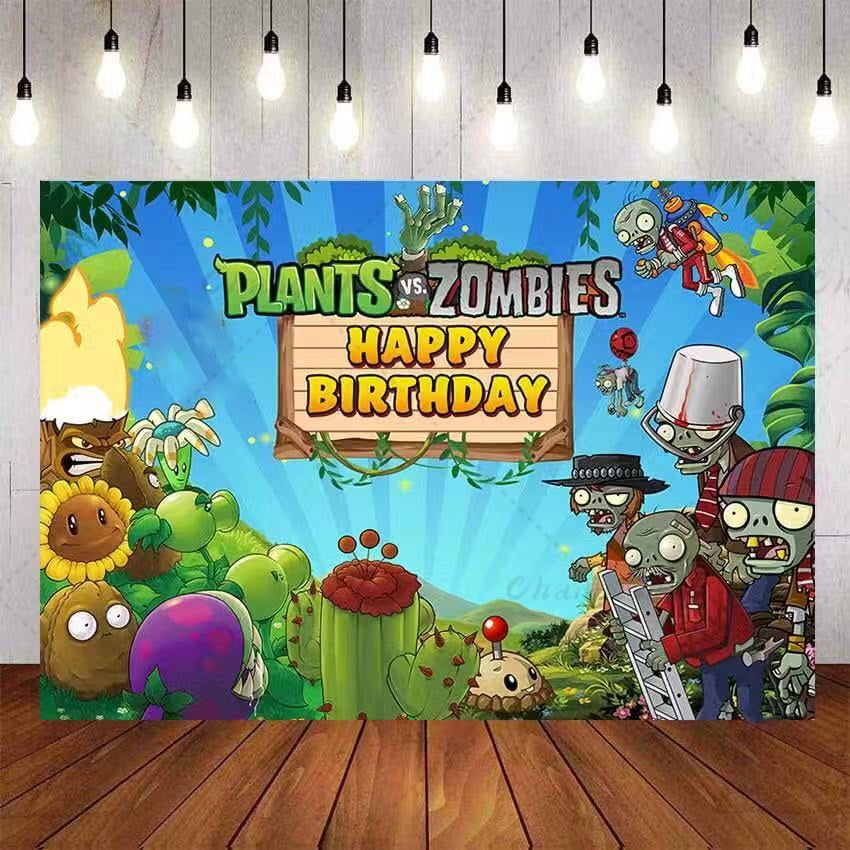 Game Plants &vs. Zombies Theme Birthday Party Background Decoration ...