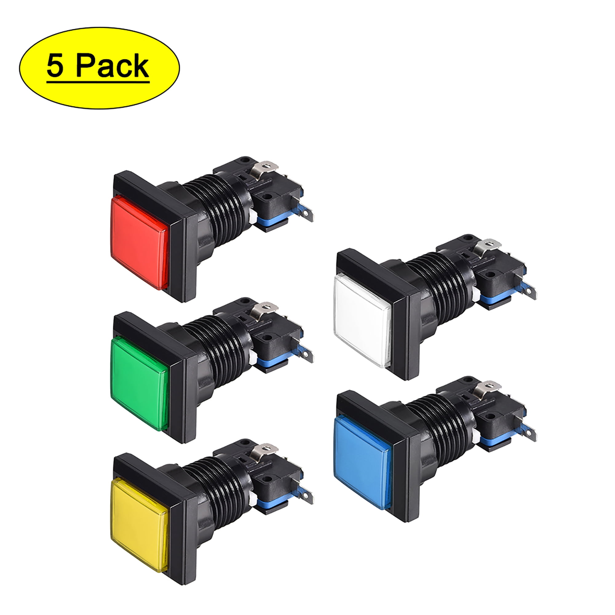 Game Push Button 34x34 Square 12V LED Illuminated Push Button Switch w Micro switch for Arcade ...