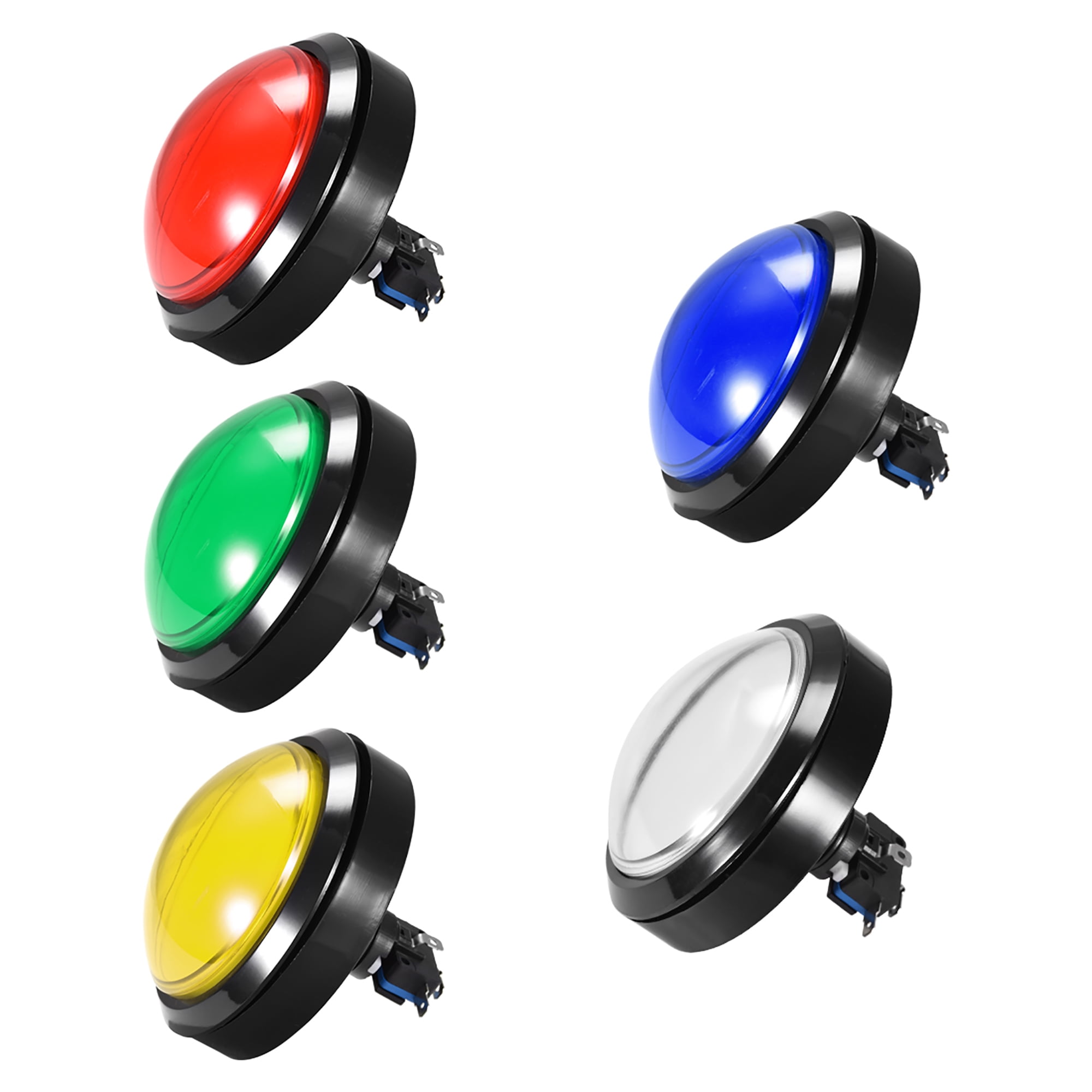 Game Push Button 98mm Round 12V LED Illuminated Push Button Switch with Micro switch for Arcade ...