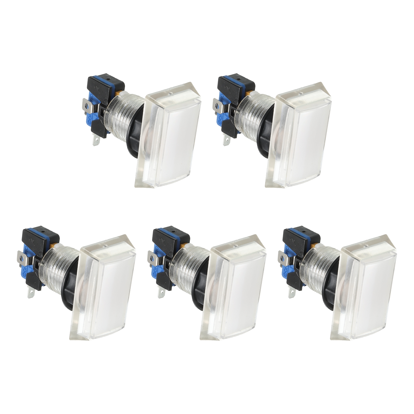 Game Push Button Square LED Illuminated Push Button Switch with Micro Switch 50x32 12V White 5 ...