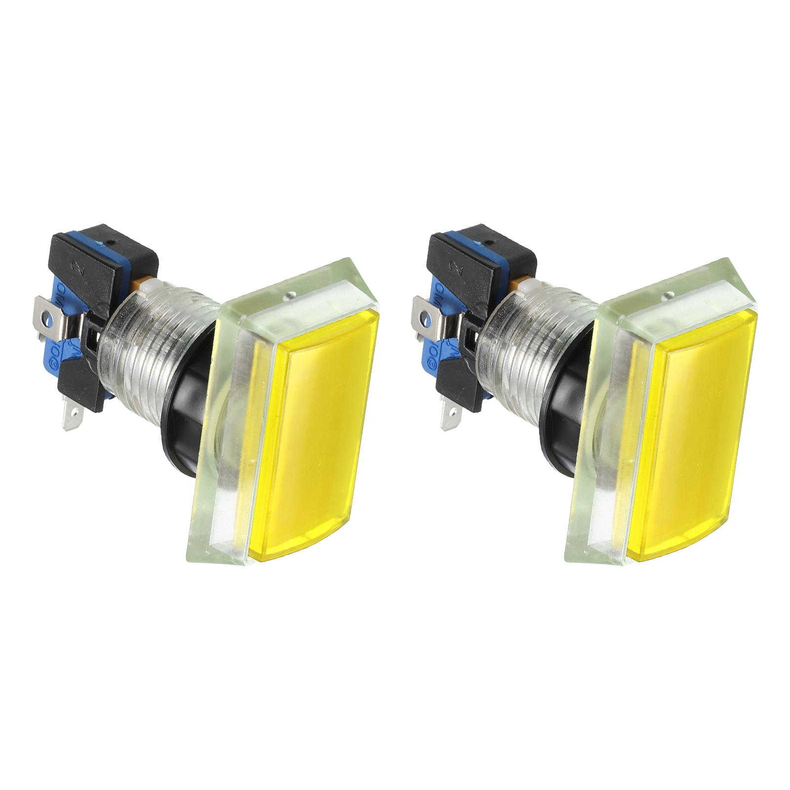 Game Push Button Square LED Illuminated Push Button Switch with Micro Switch 50x32 12V Yellow ...