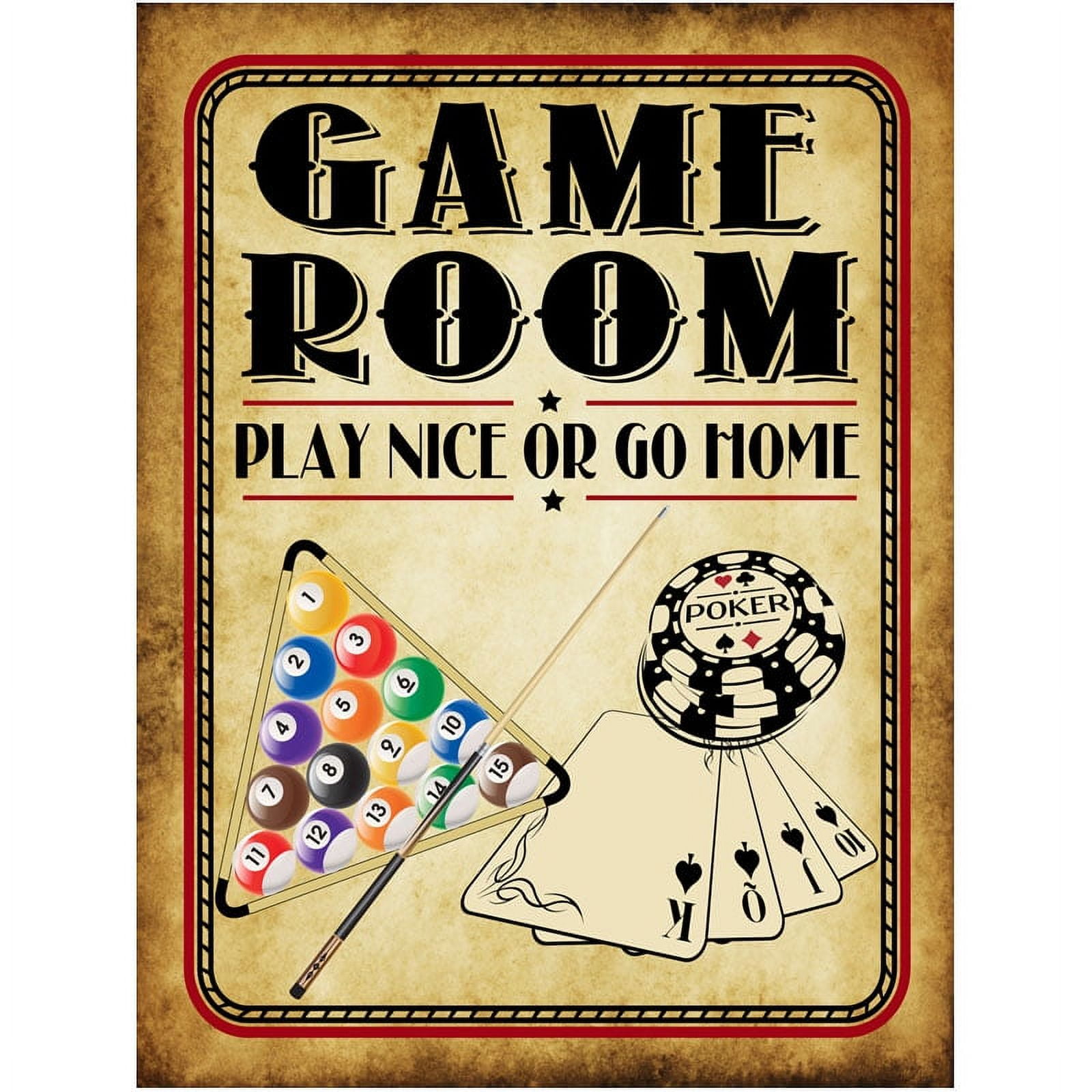 Game Room Play Nice or Go Home Metal Sign - Walmart.com