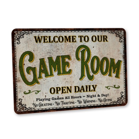 Game Room Sign Family Game Room Gift Rec Room Decor Metal Sign Card ...