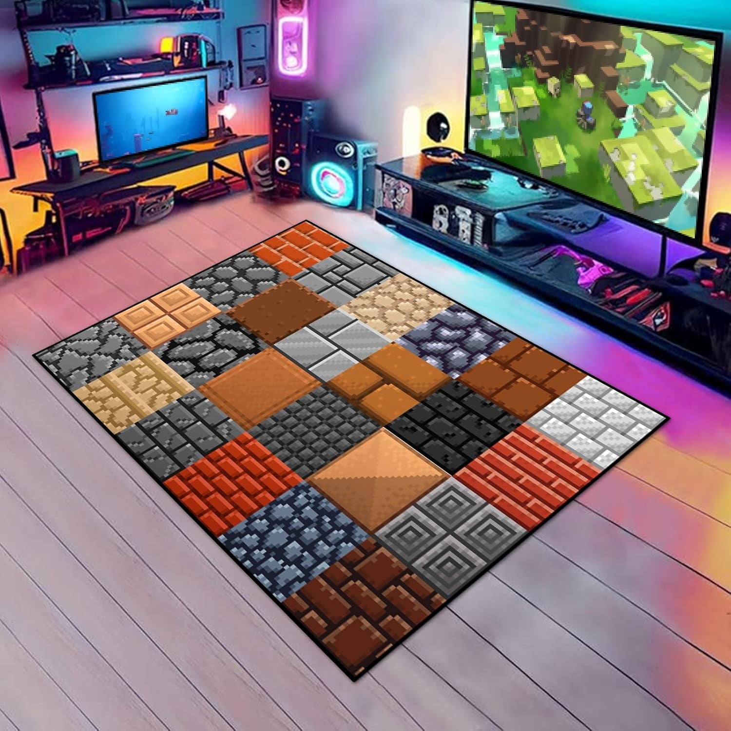 Game Rug Teen Boys Carpet with Wall Pixel Game Element Decoration, 8 ...