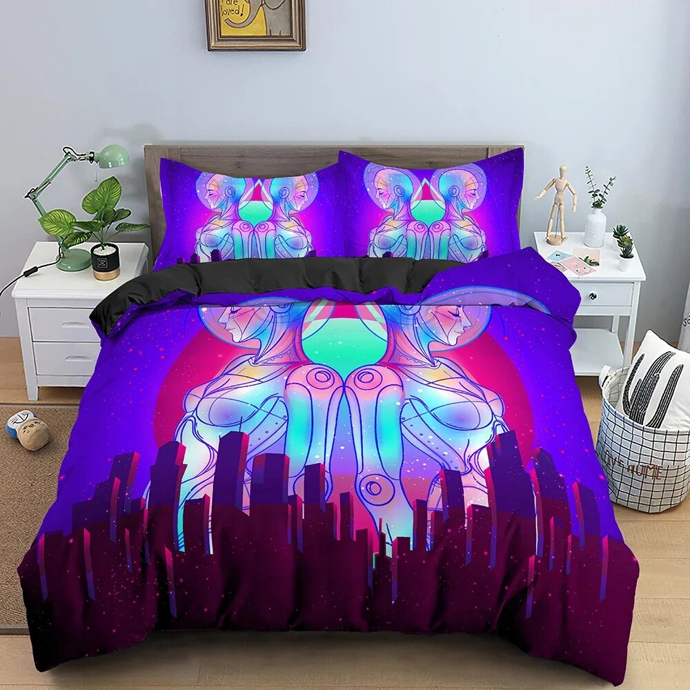 Game Scene King Duvet Cover 3D Neon Bedding Set Youth Hippie Hip Hop ...