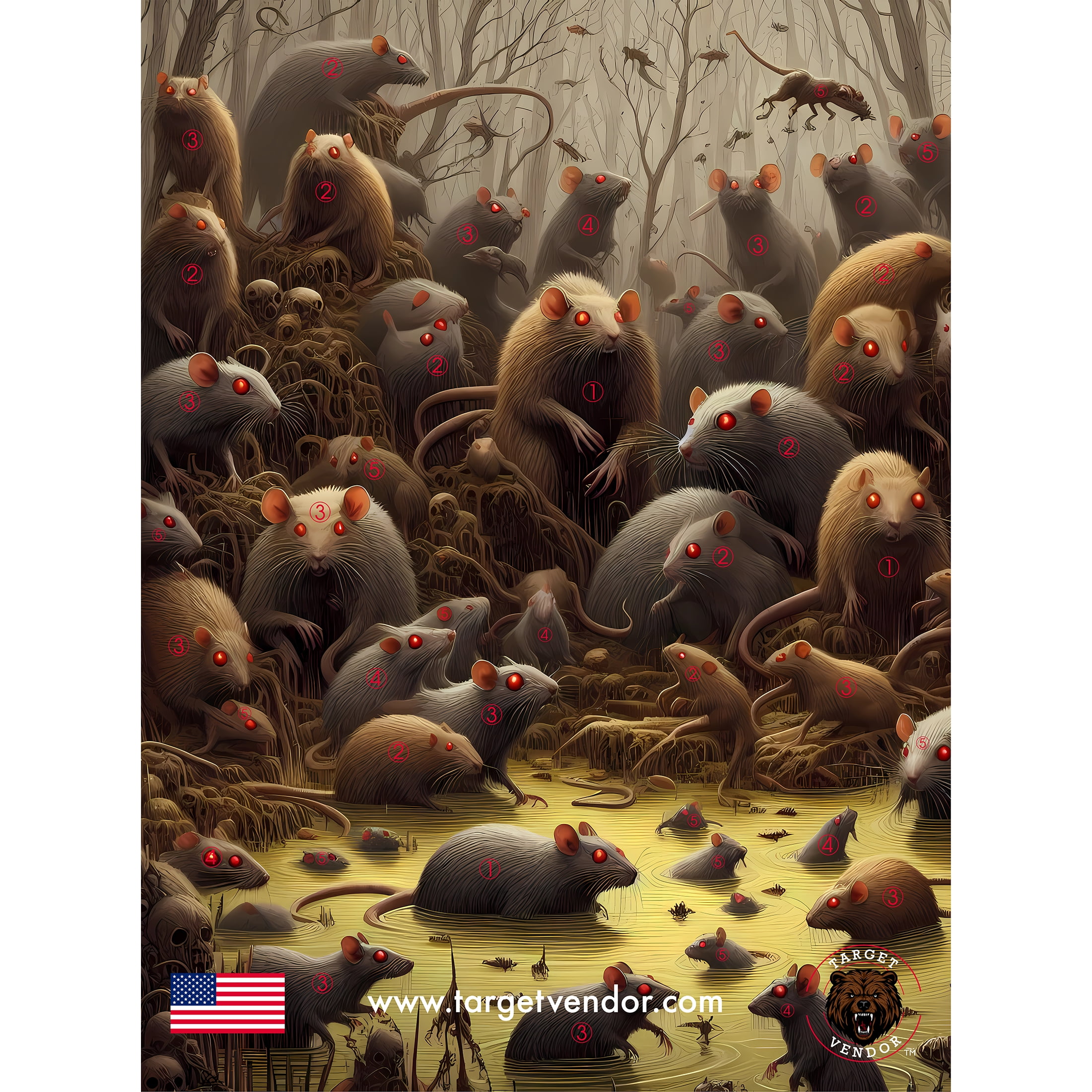 Target Vendor Swamp Rats Paper Shooting Fun Targets Full Color 17” x 23 ...
