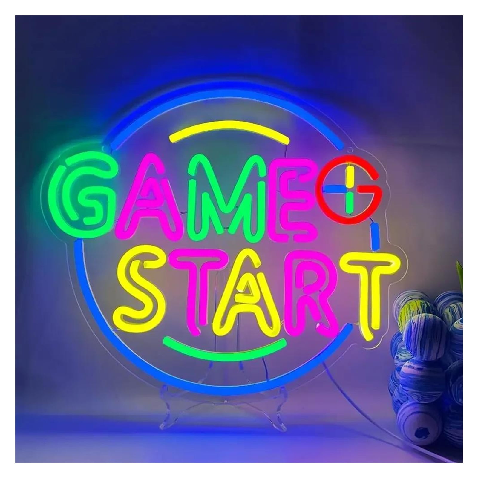 Game Start Neon Sign Dimmable LED Light For Wall Art Decor For Bedroom ...