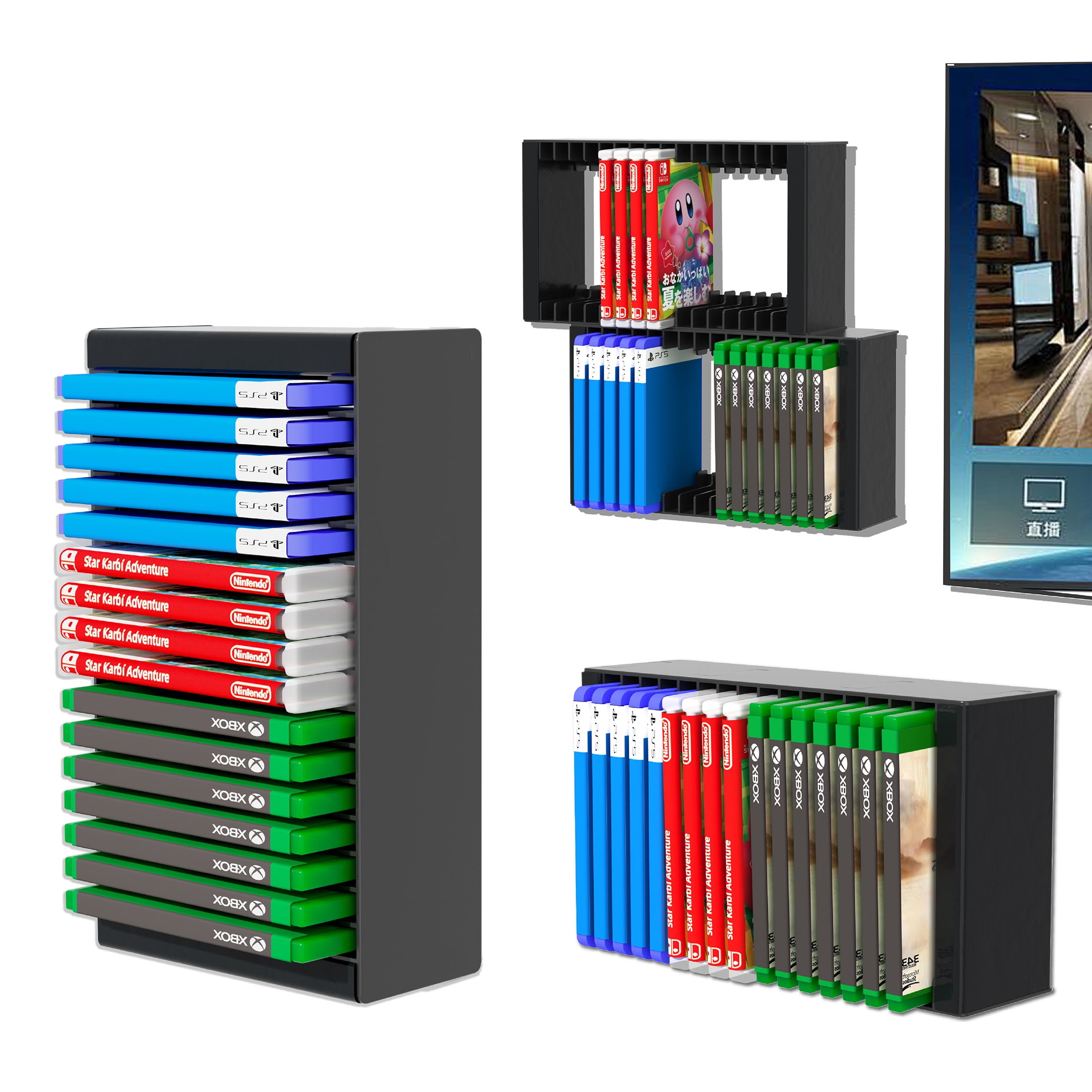 Game Storage Tower Holder, Universal Wall Mount Game Organizers Storage ...