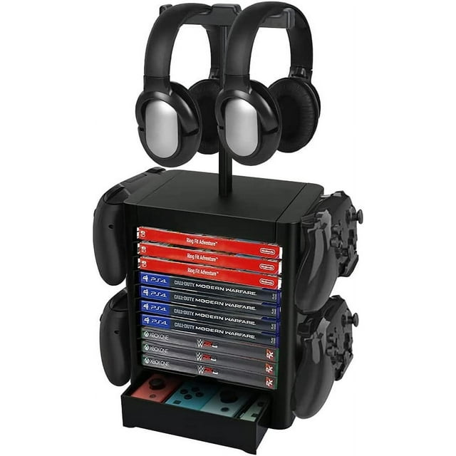 Welltop Game Storage Tower, Detachable Rack with Disk, Controller ...
