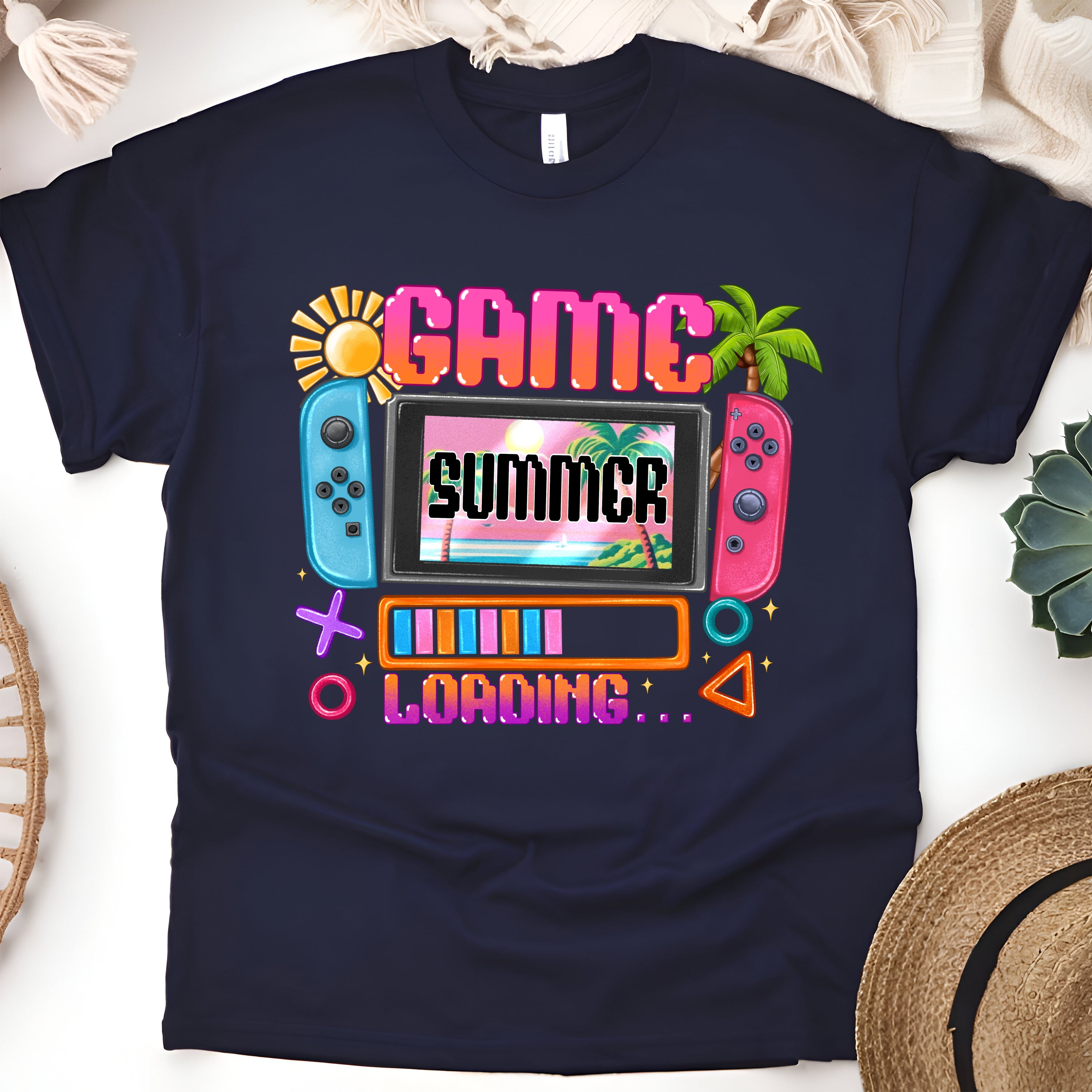 Game Summer Loading T-Shirt – Fun Gamer Summer Tee, Navy, Size M ...