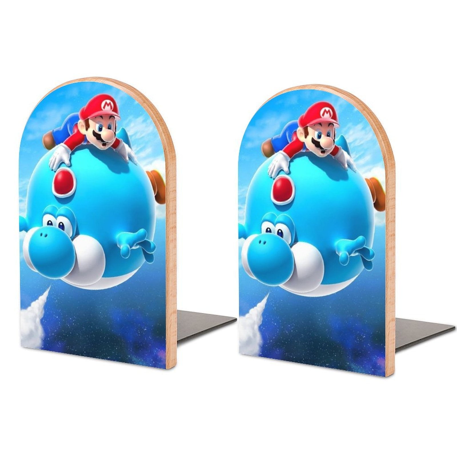 Game Super Mario Bookends Wood Book Divider Decorative Shelves Non-Skid ...