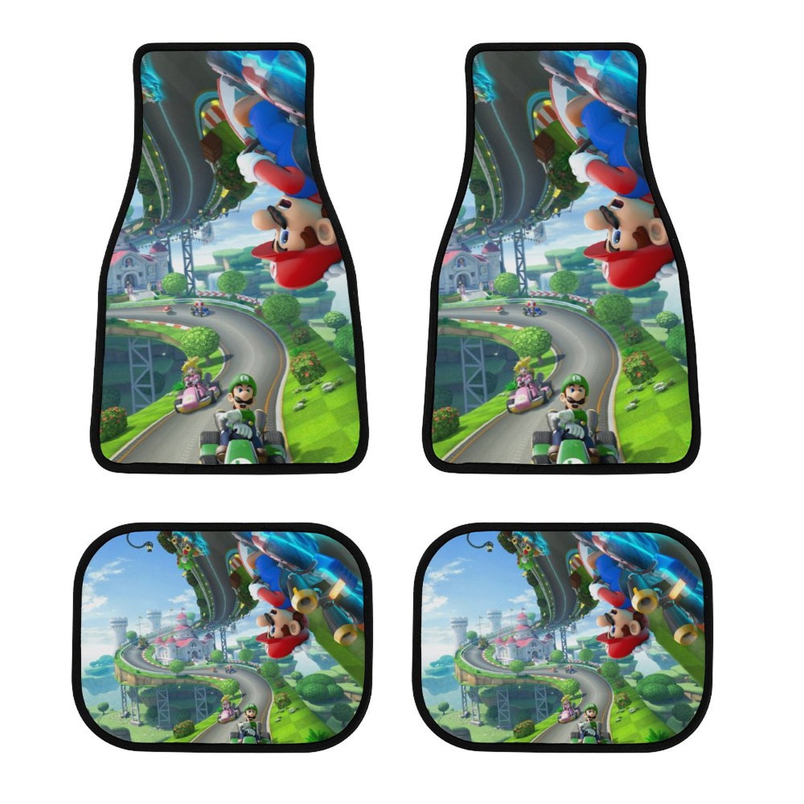 Game Super Mario Bros Luigi Car Floor Mat Set 4-Piece Front/Rear Auto ...