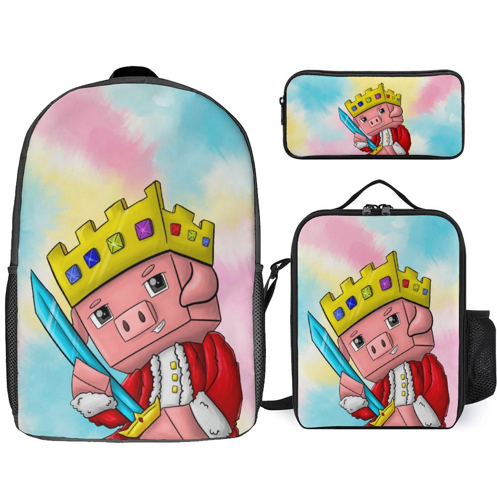 Game Technoblade 3 Piece Set, 17 Inch Backpack, Lunch Bag, And Sundry ...