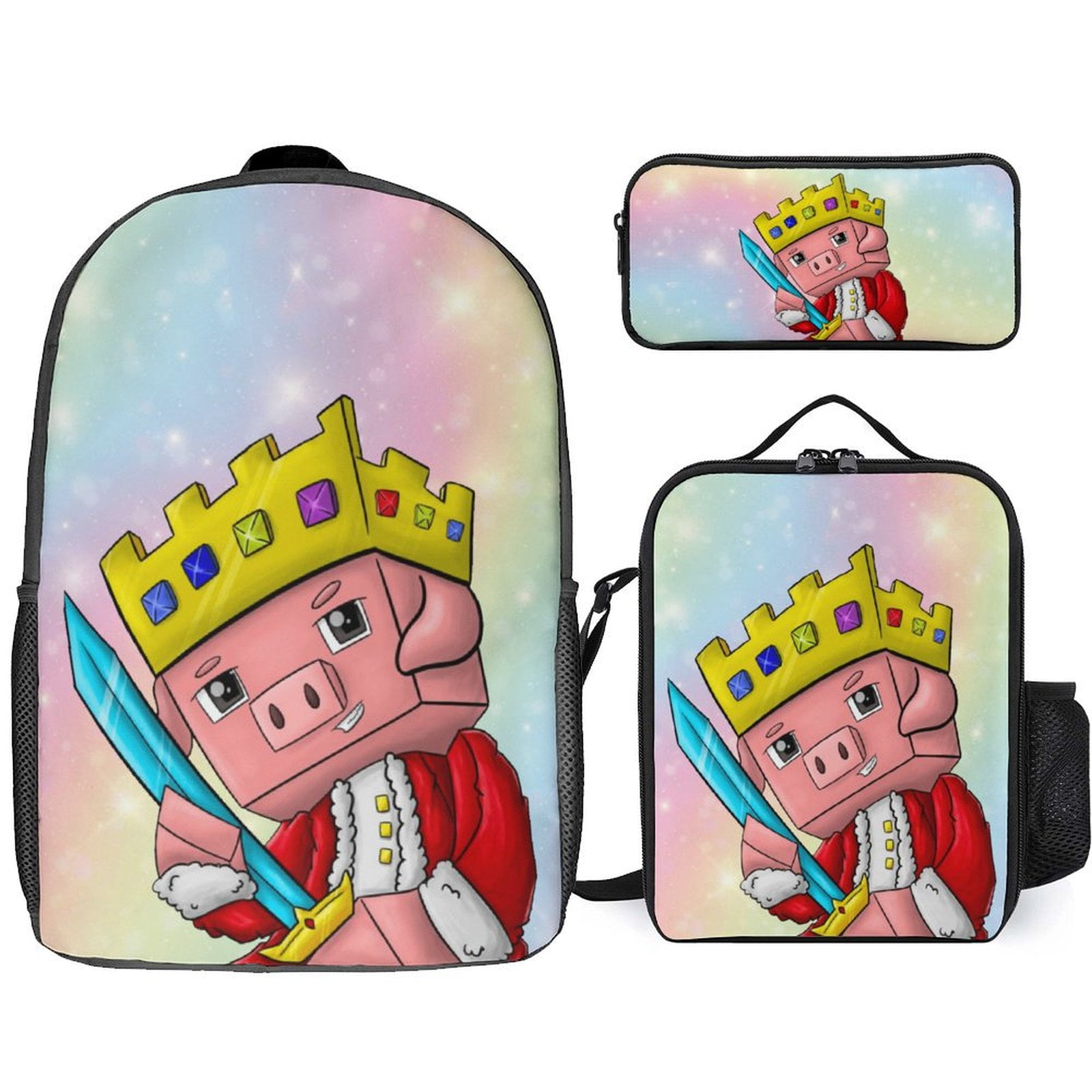 Game Technoblade 3 Piece Set, 17 Inch Backpack, Lunch Bag, And Sundry ...