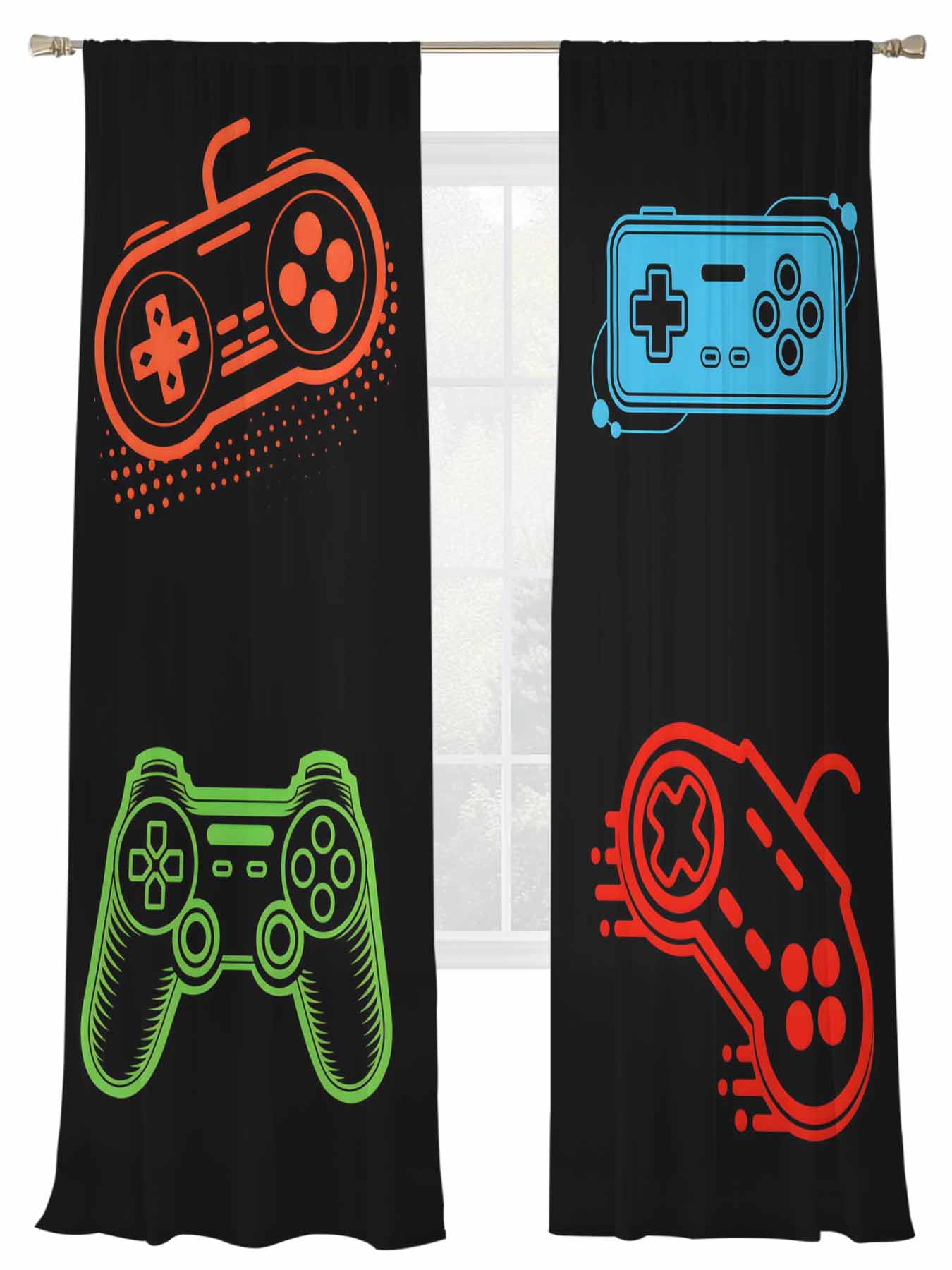 Game Theme Sheer Curtains 84 Inch Long 2 Panels, Game Controller Modern ...