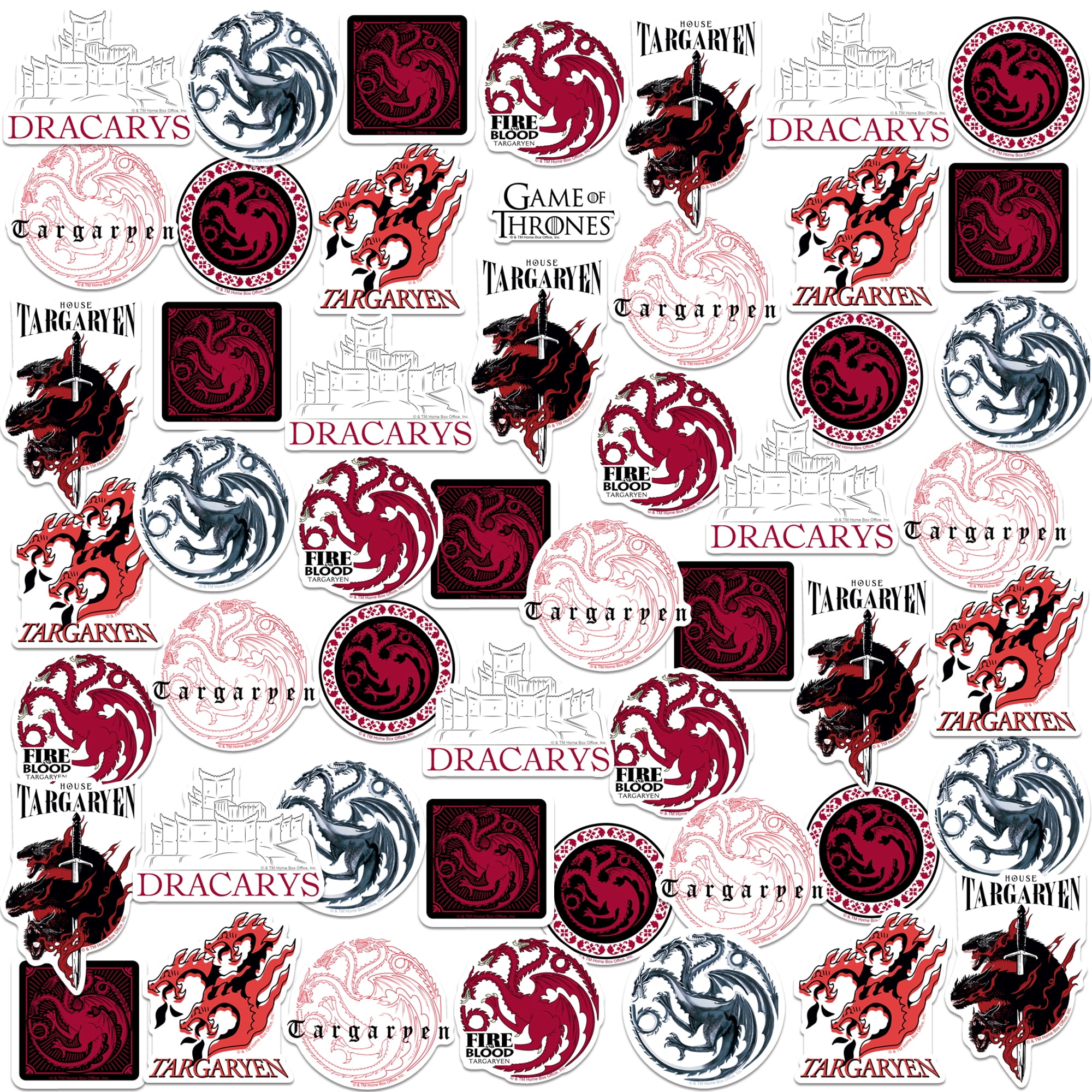 Game of Thrones House Targaryen 50ct Vinyl Large Deluxe Stickers ...