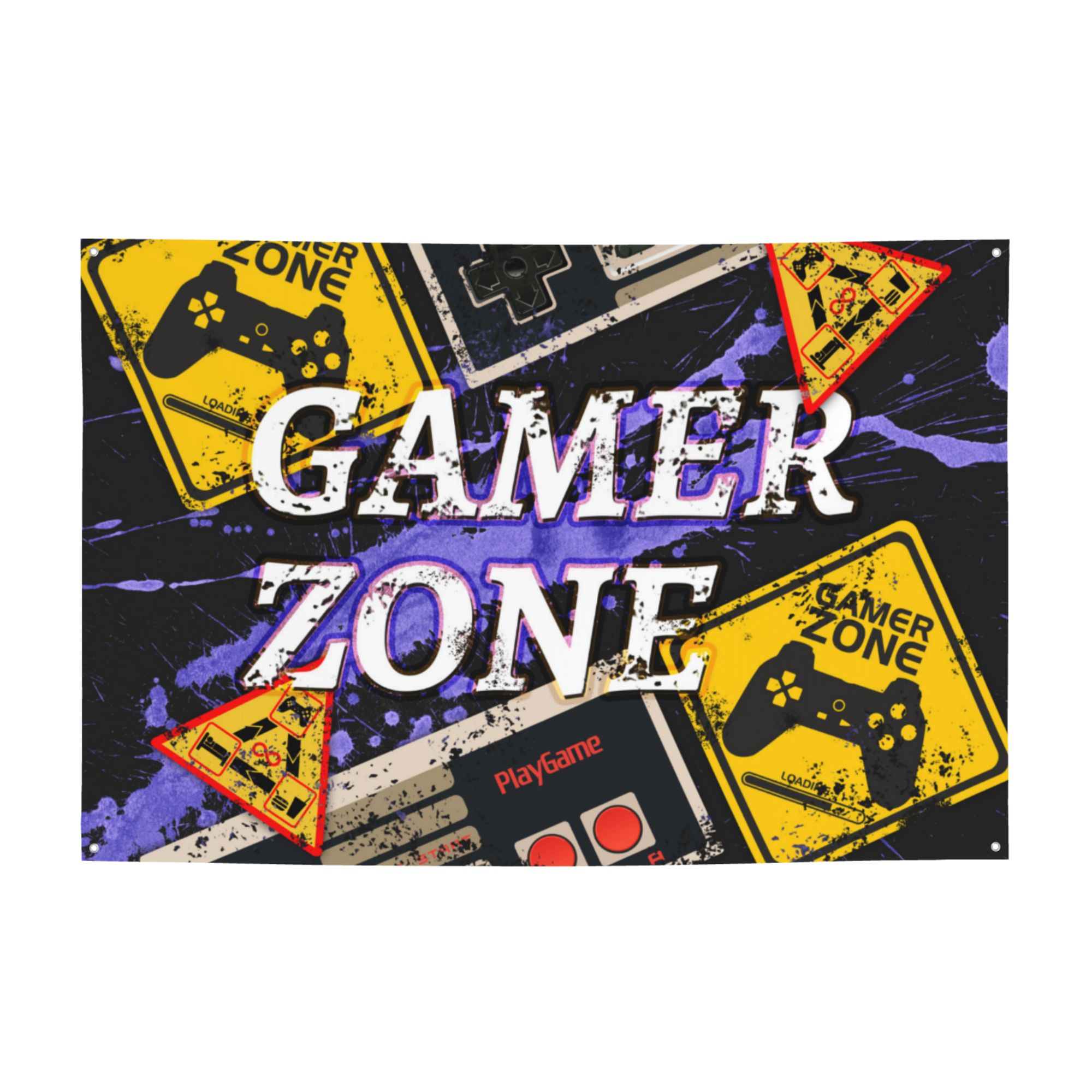 Game Time Gamer Zone Sign Banner, Game Controller Hanging Banners ...