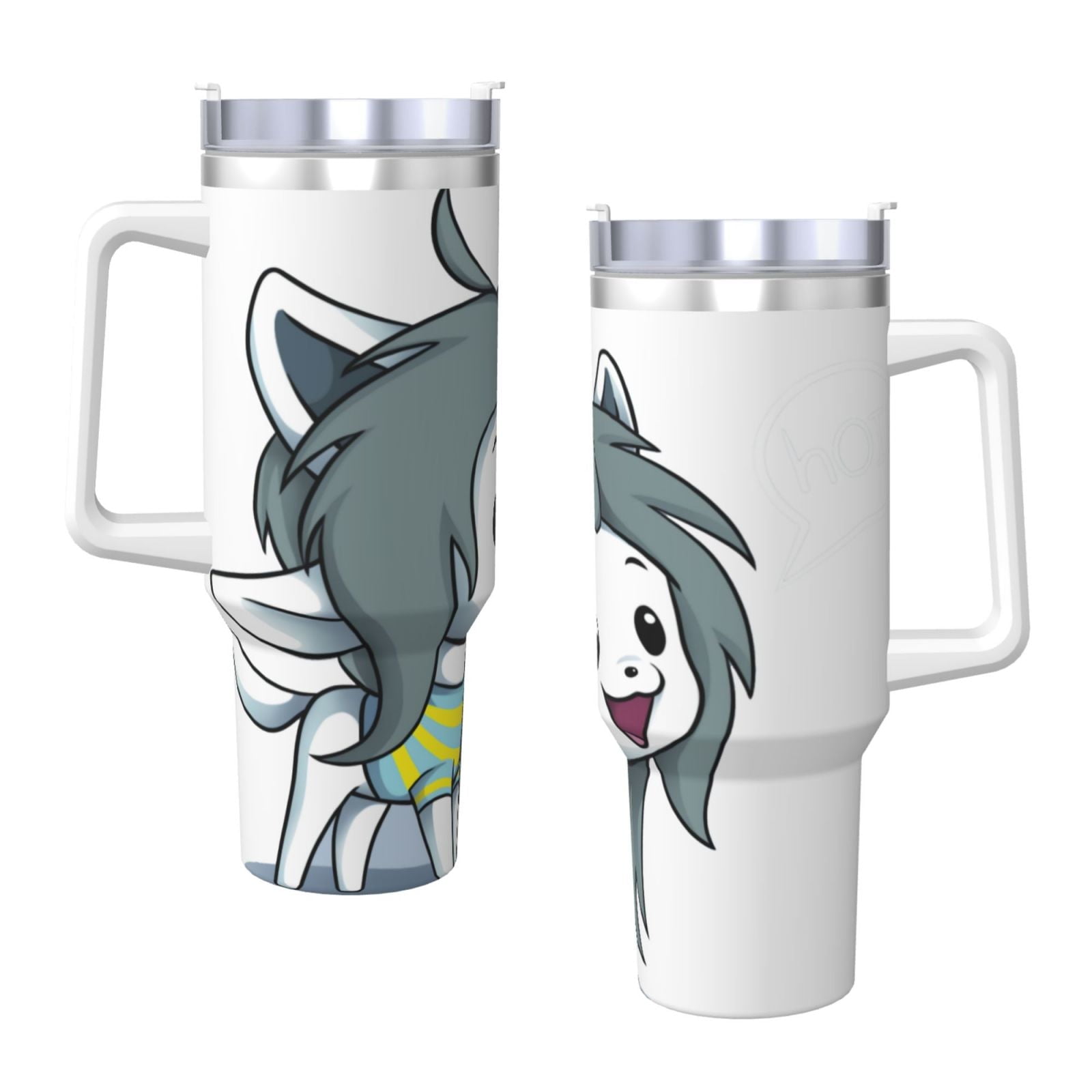 Game Undertale Temmie 40 Oz Tumbler With Handle And Straw Double Wall ...