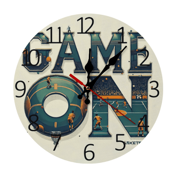 Game On Wall Clock –Silent Modern Art Decor with Basketball Theme for ...