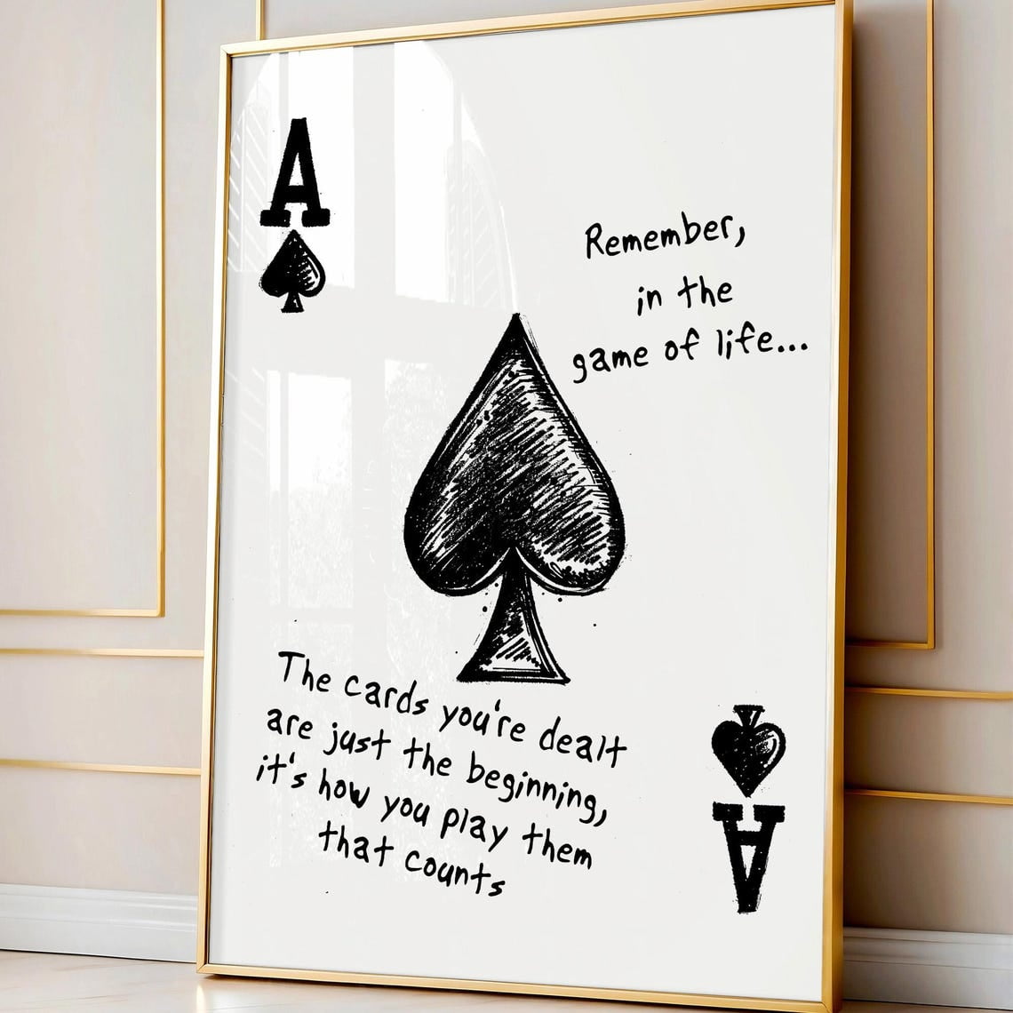 Game of Life Ace of Spades, Motivational Quote Wall Art, Playing Card ...