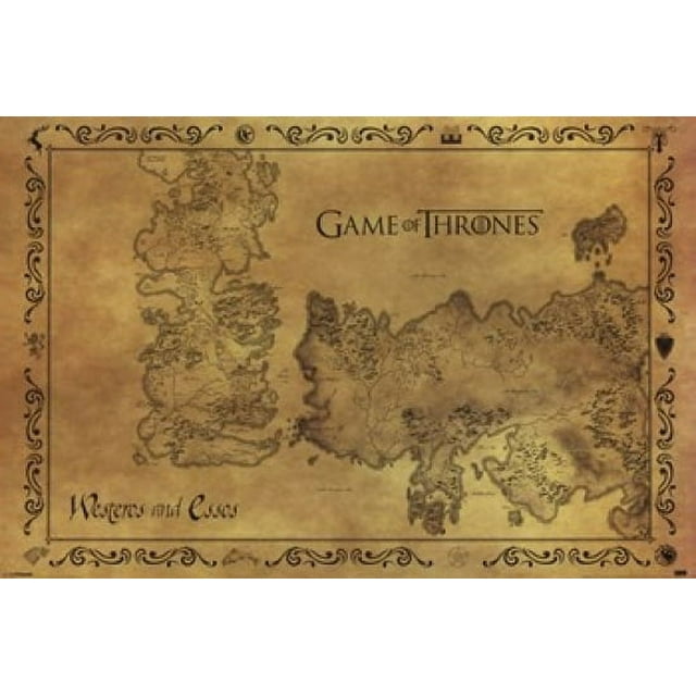 Game of Thrones - Antique Map Laminated Poster (36 x 24) - Walmart.com