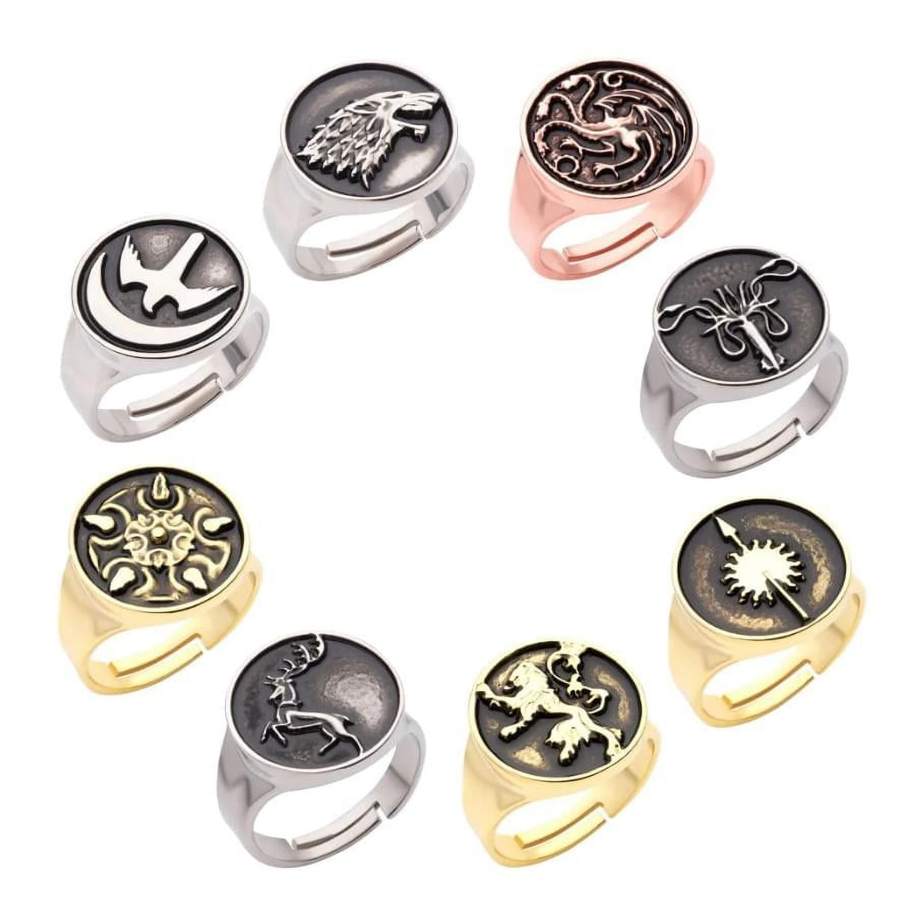 Game of Thrones House Sigil Ring Set | 8 Adjustable Rings - Walmart.com
