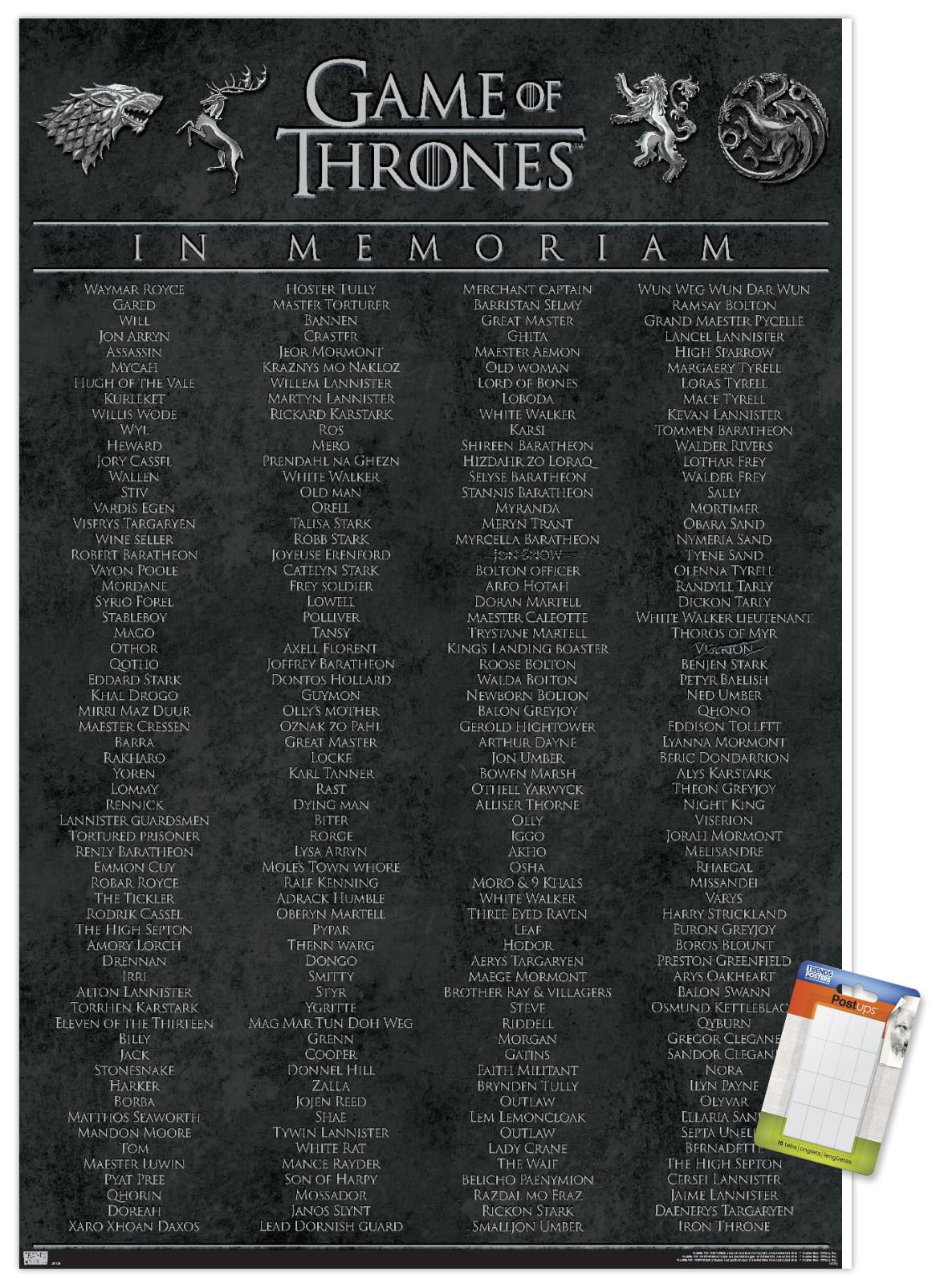 Game of Thrones - In Memoriam Wall Poster, 14.725" x 22.375" - Walmart ...