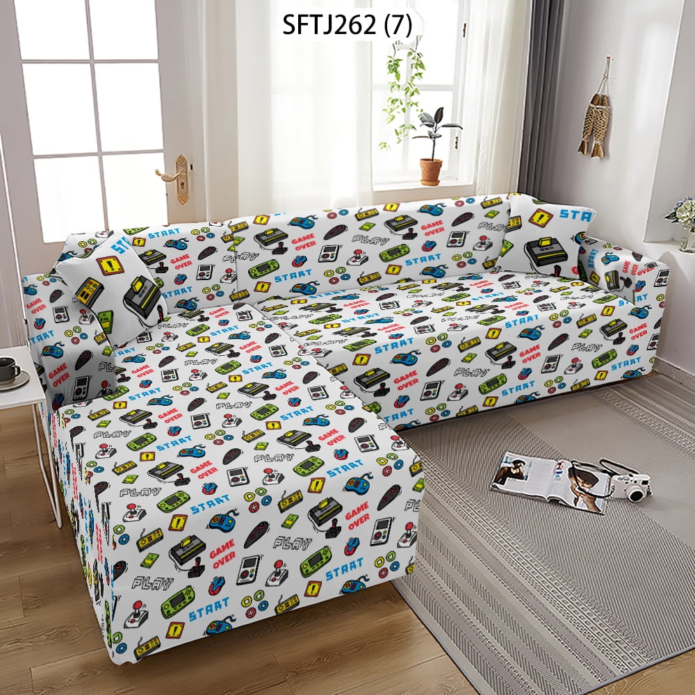 Game ole Messy Puzzle Seat Cover r 1/2/3/4-Seat Sectional L-Shape Cover ...