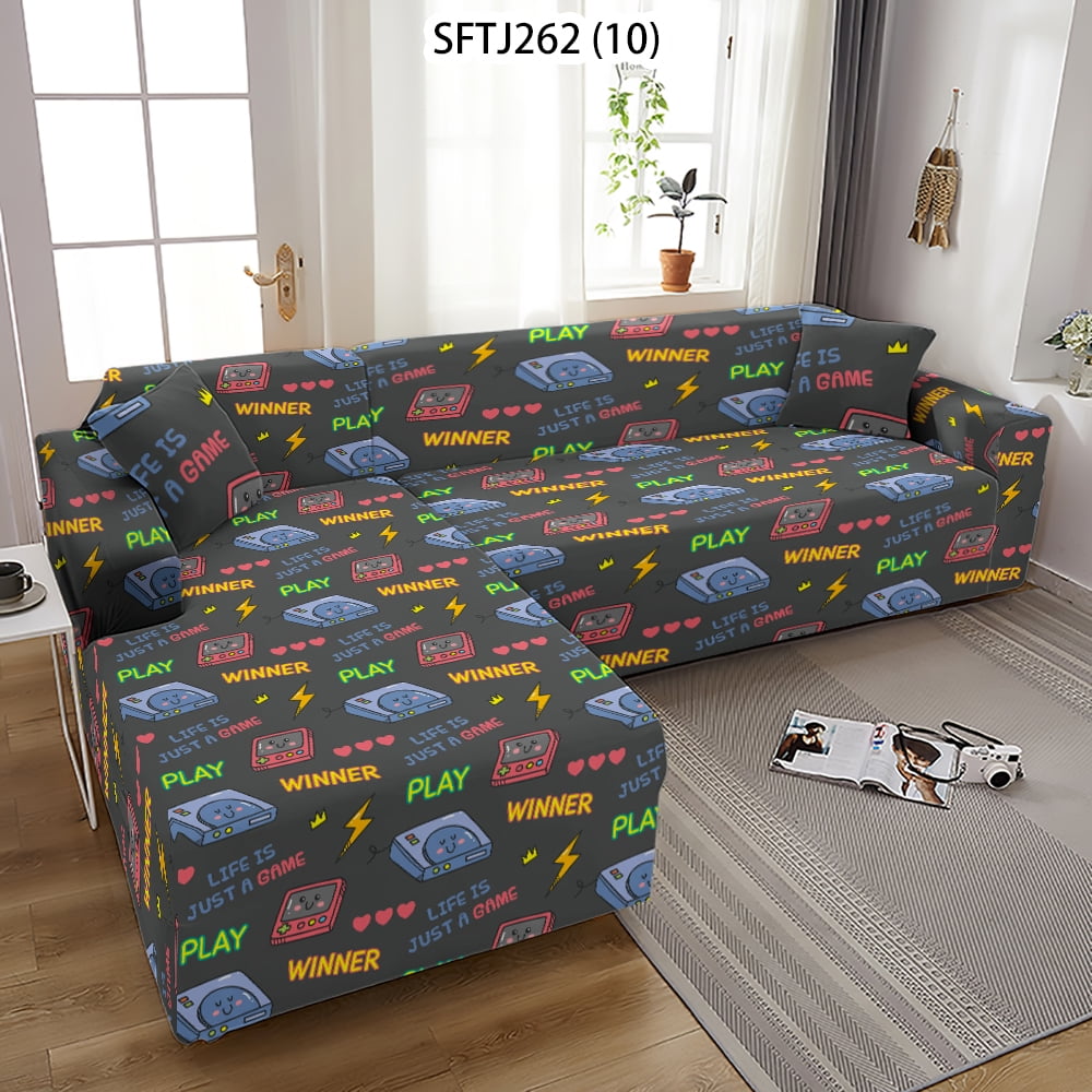 Game ole Messy Puzzle Seat Cover r 1/2/3/4-Seat Sectional L-Shape Cover Sofa All-Inclusive Slip ...