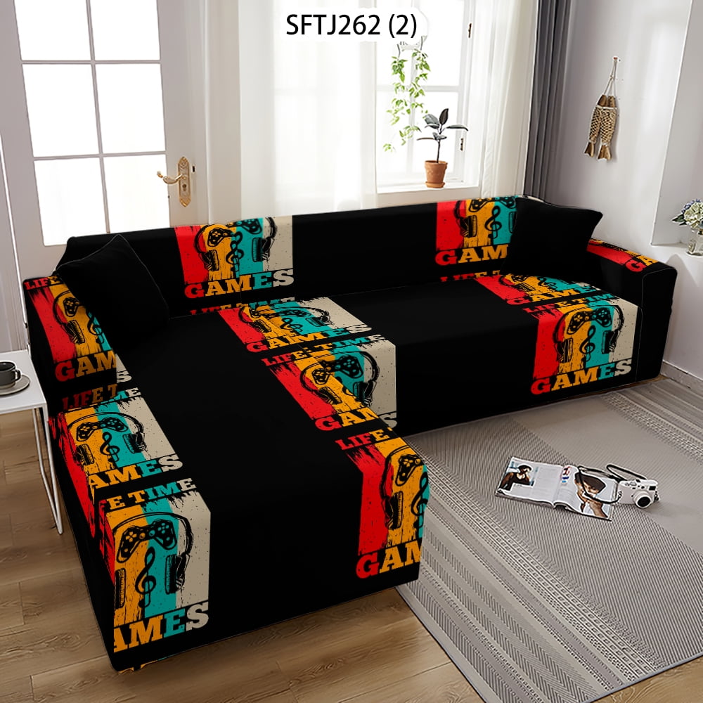 Game ole Messy Puzzle Seat Cover r 1/2/3/4-Seat Sectional L-Shape Cover ...