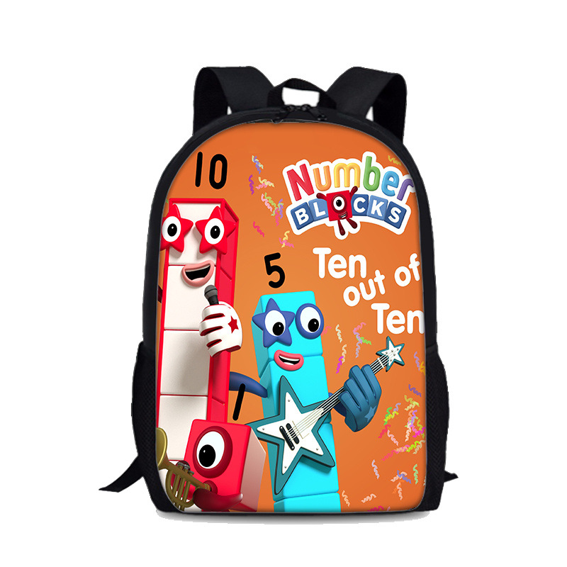 Game peripheral printed digital blocks backpack Numberblocks 4 student ...