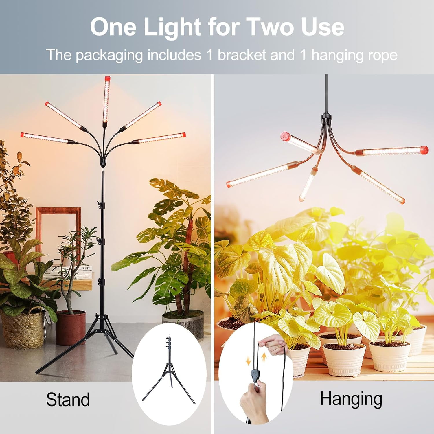 Gamechanger! 45W 5Head Tripod Stand Tall Plant Light, 2025 Grow Lights ...