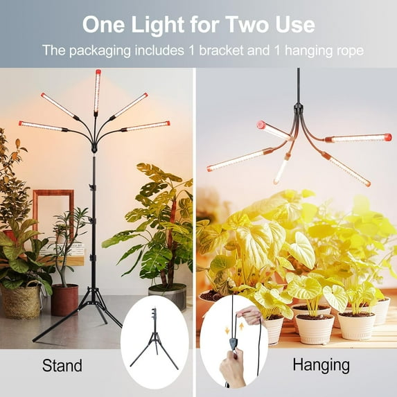 Gamechanger! 45W 5Head Tripod Stand Tall Plant Light, 2025 Grow Lights ...