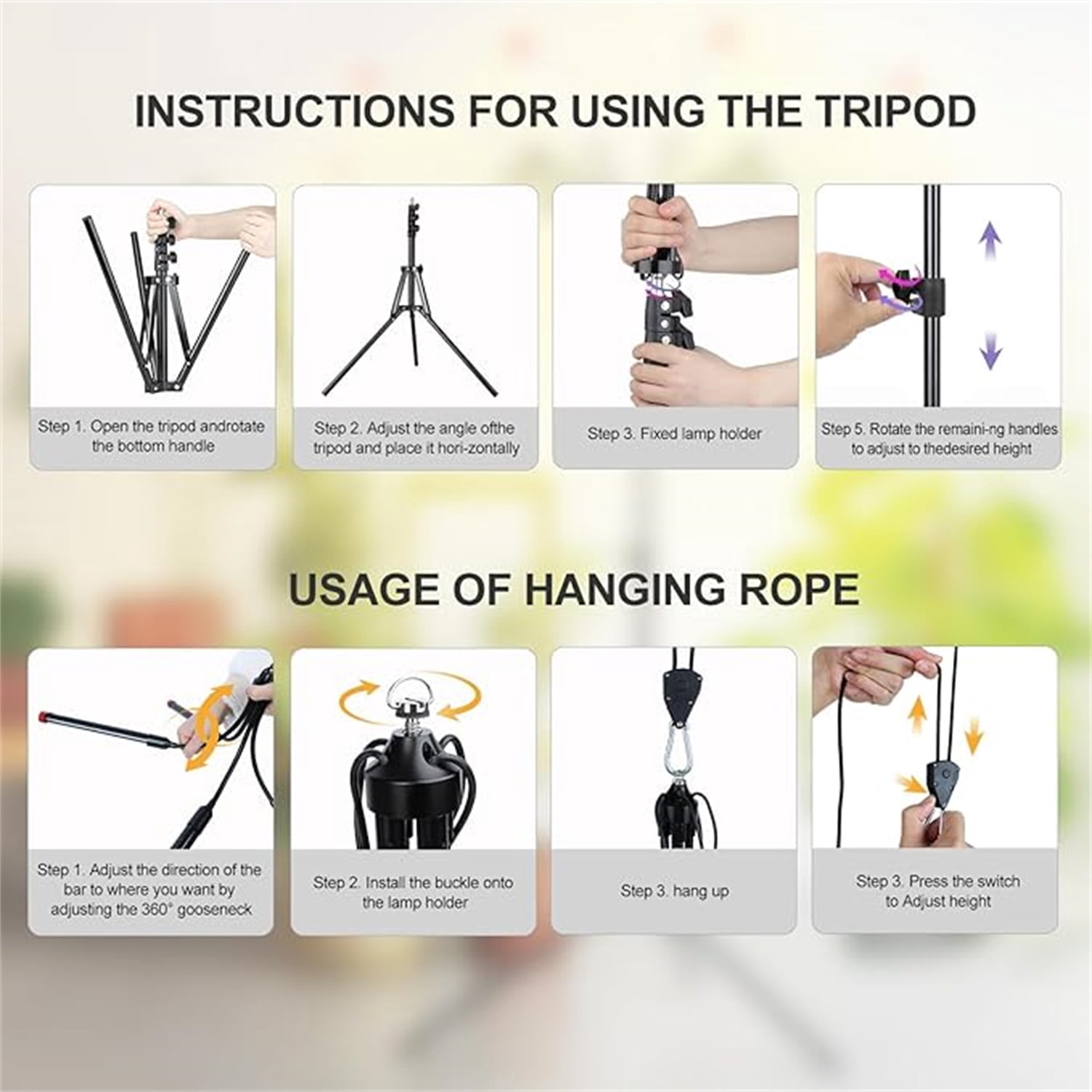 Gamechanr! 45W 5Head Tripod Stand Tall Plant Light, 2025 Grow Lights ...