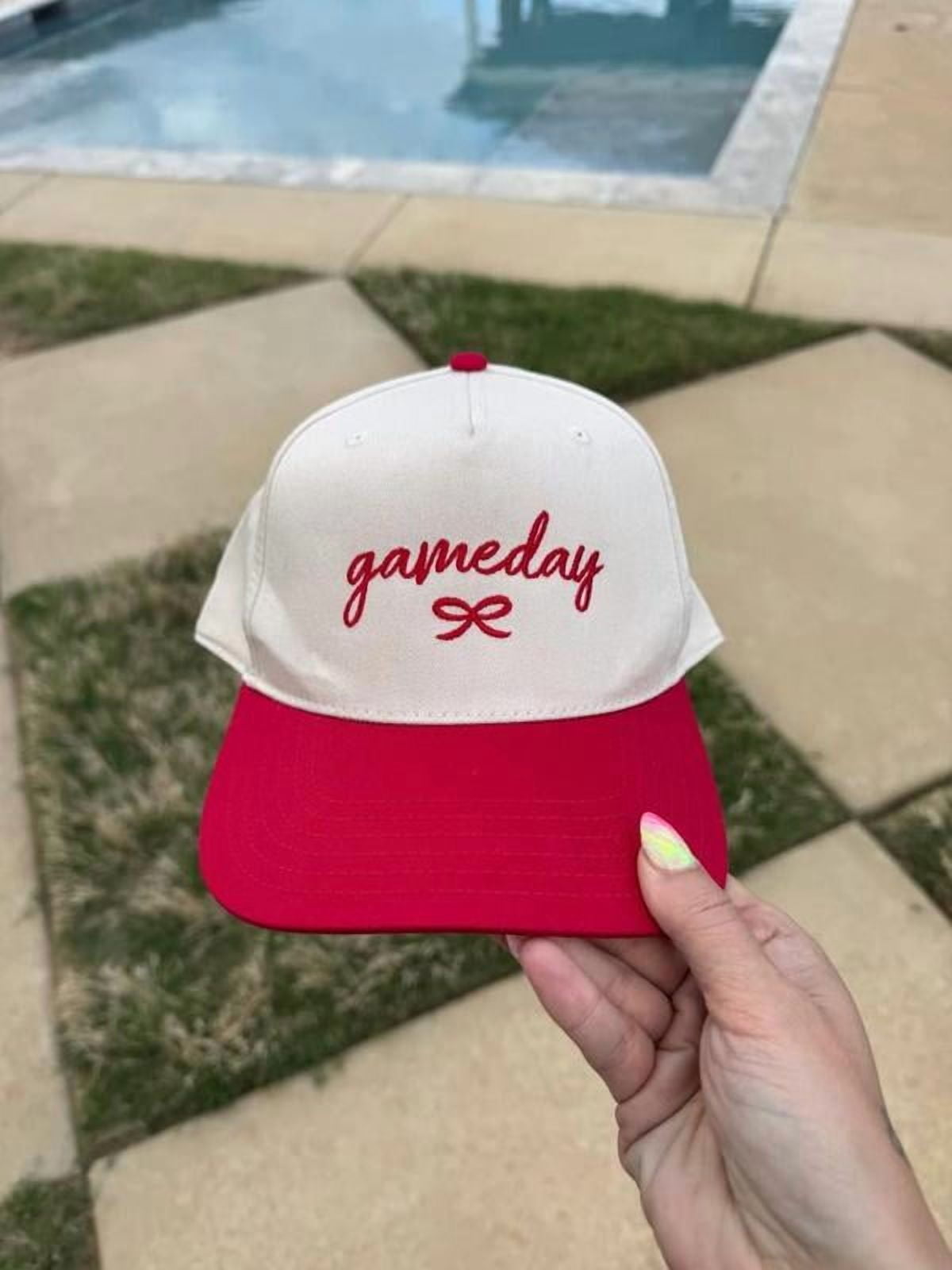 Gameday Hat, Cute Embroidered Cap With Bow Detail For Sports Fans And ...
