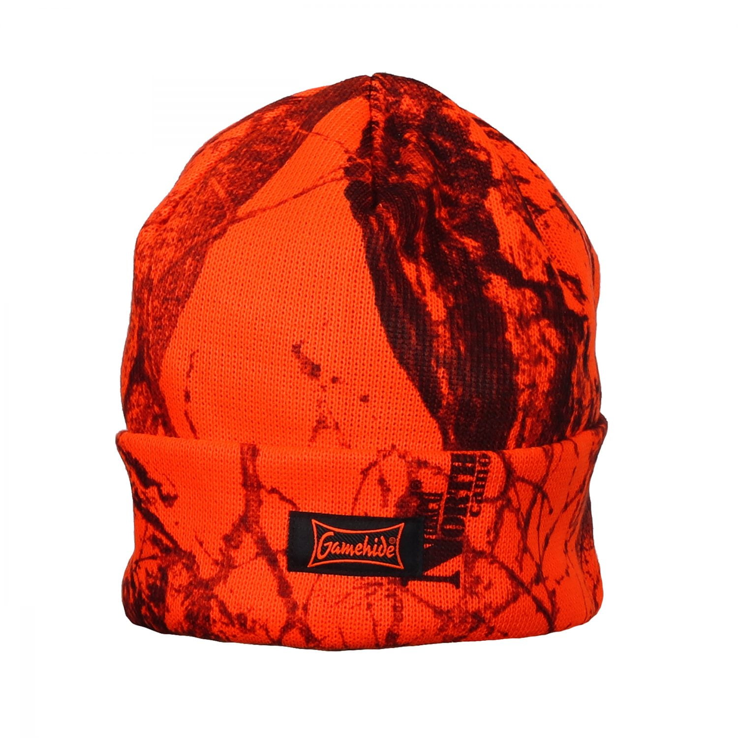 Gamehide Hat Fleece Lined Knit Insulated Blaze Orange Camo - OS ...