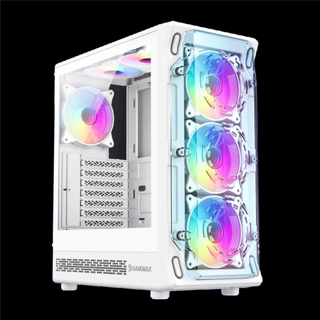 Gamemax STARLIGHT 2 AW ATX Mid Tower White PC Case with Tempered Glass ...