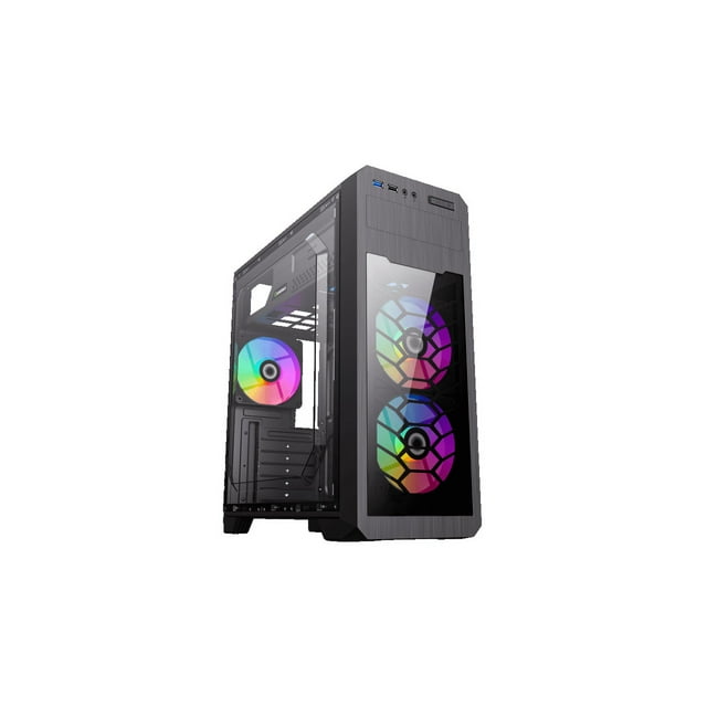 GameMax G563 Gaming PC Case, Black Steel ATX Tower with USB3.0, 3x ...
