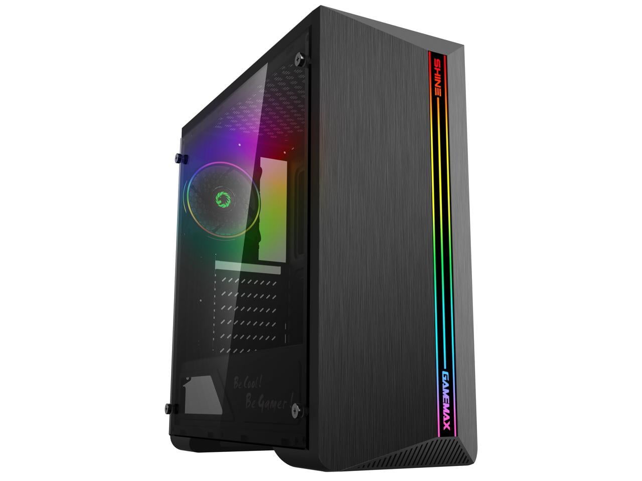 Gamemax Shine Black USB3.0 Tempered Glass ATX Mid Tower Gaming Computer ...