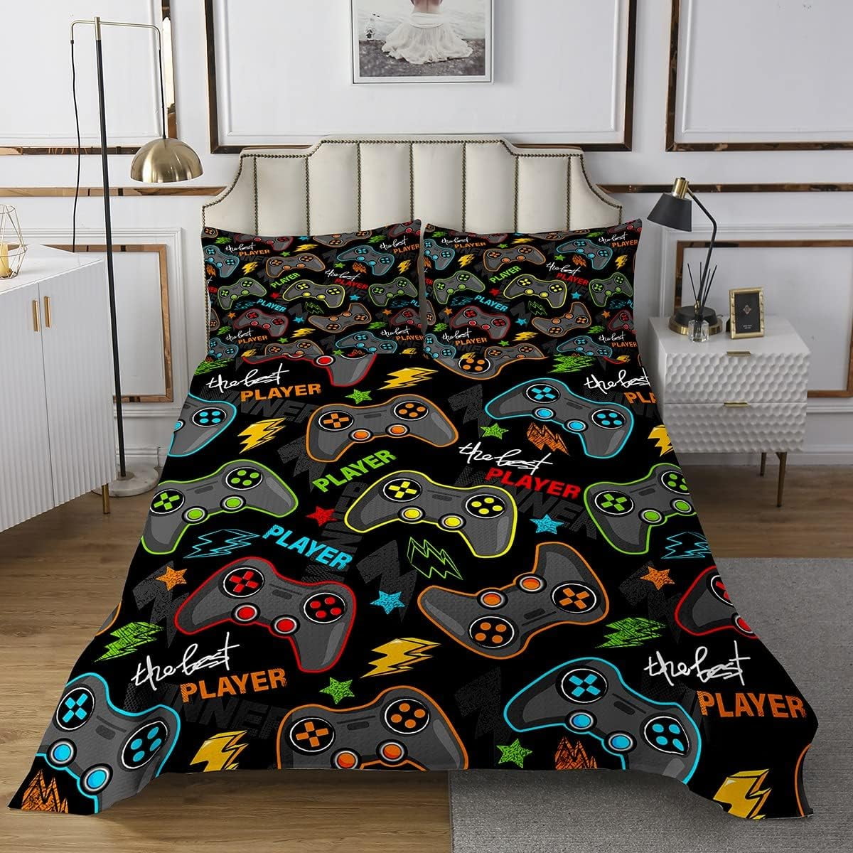 Gamepad Bedding Cover Queen Size,Play Gamer Bedding Set Kids Young Man ...