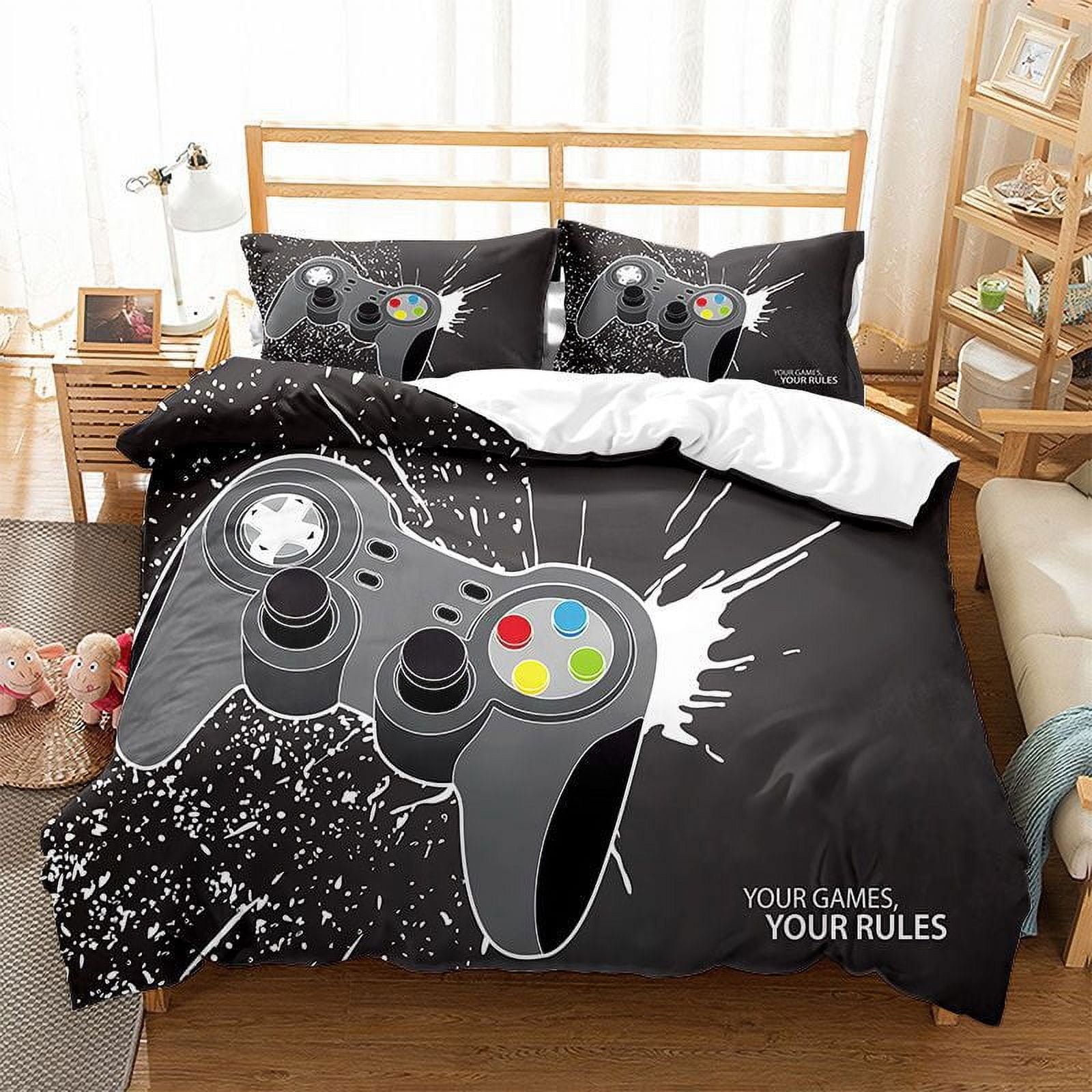 Gamepad Bedding Set,Game Player Comforter Cover Twin Size Modern Gamer ...