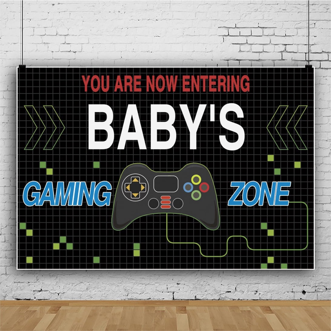 Gamepad Birthday Background for Boy Birthday Party Game On Level Up ...