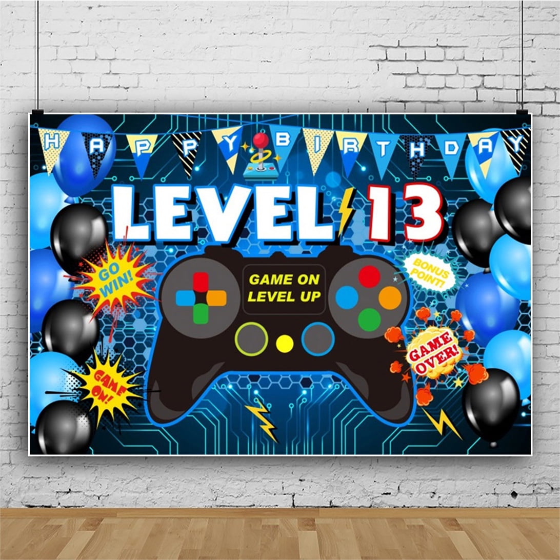 Gamepad Birthday Background for Boy Birthday Party Game On Level Up ...