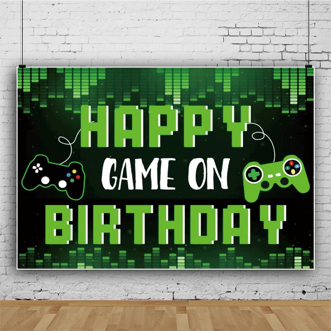 Gamepad Birthday Background for Boy Birthday Party Game On Level Up ...