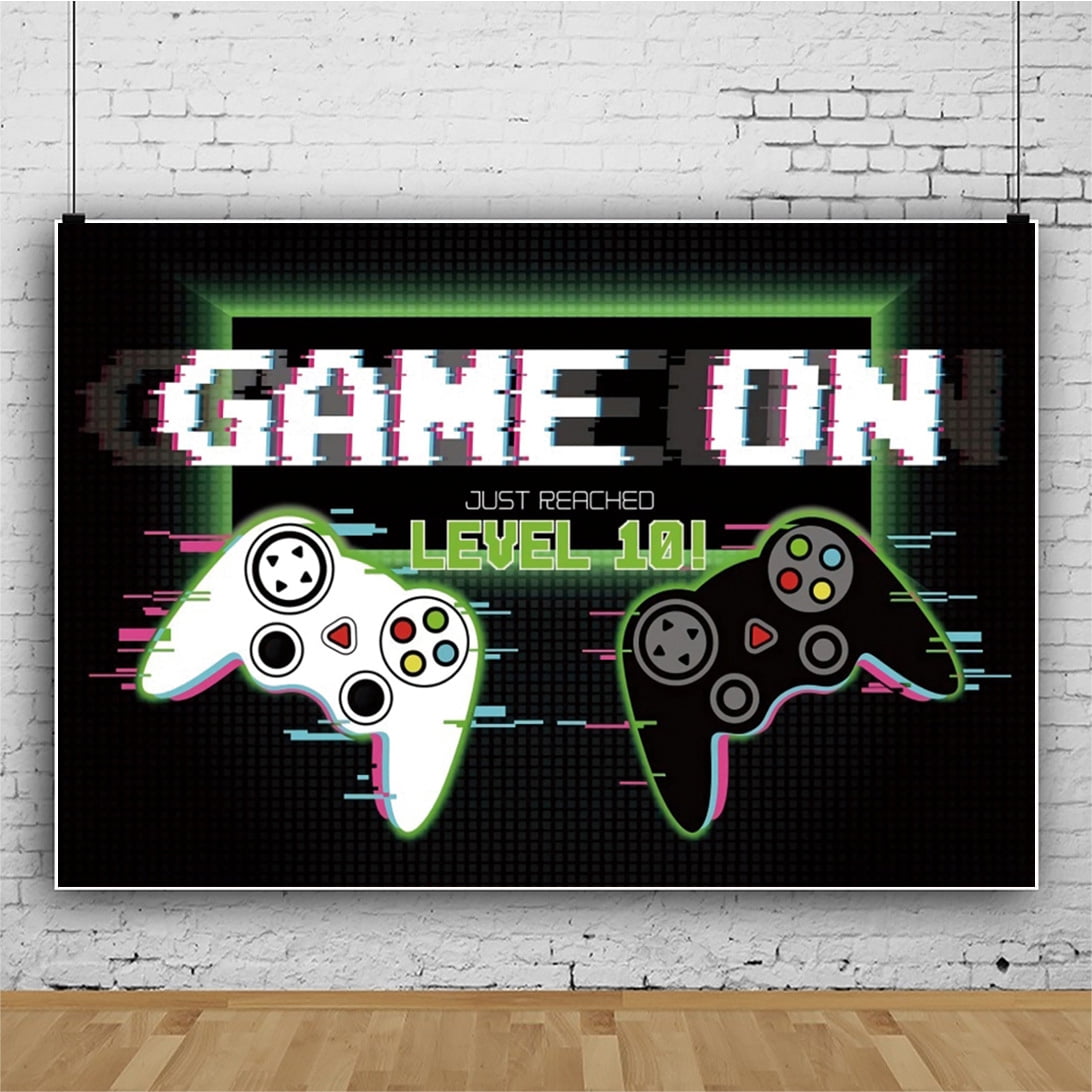 Gamepad Birthday Background for Boy Birthday Party Game On Level Up ...
