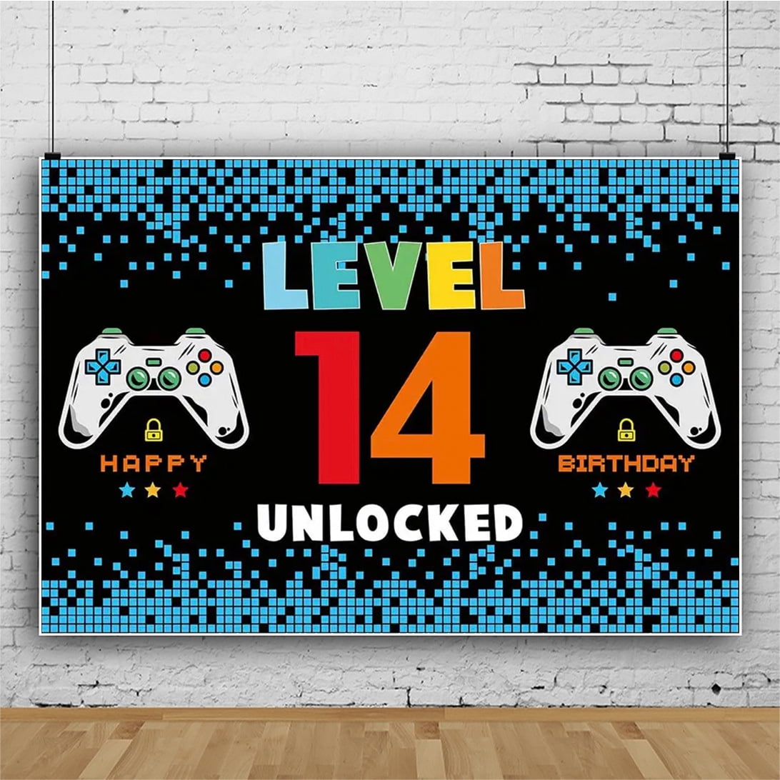 Gamepad Birthday Background for Boy Birthday Party Game On Level Up ...