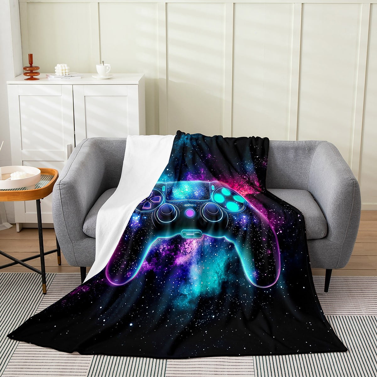 Gamepad Blanket Queen Inch Game Consoles Throw Blanket Gamer Space Glow ...