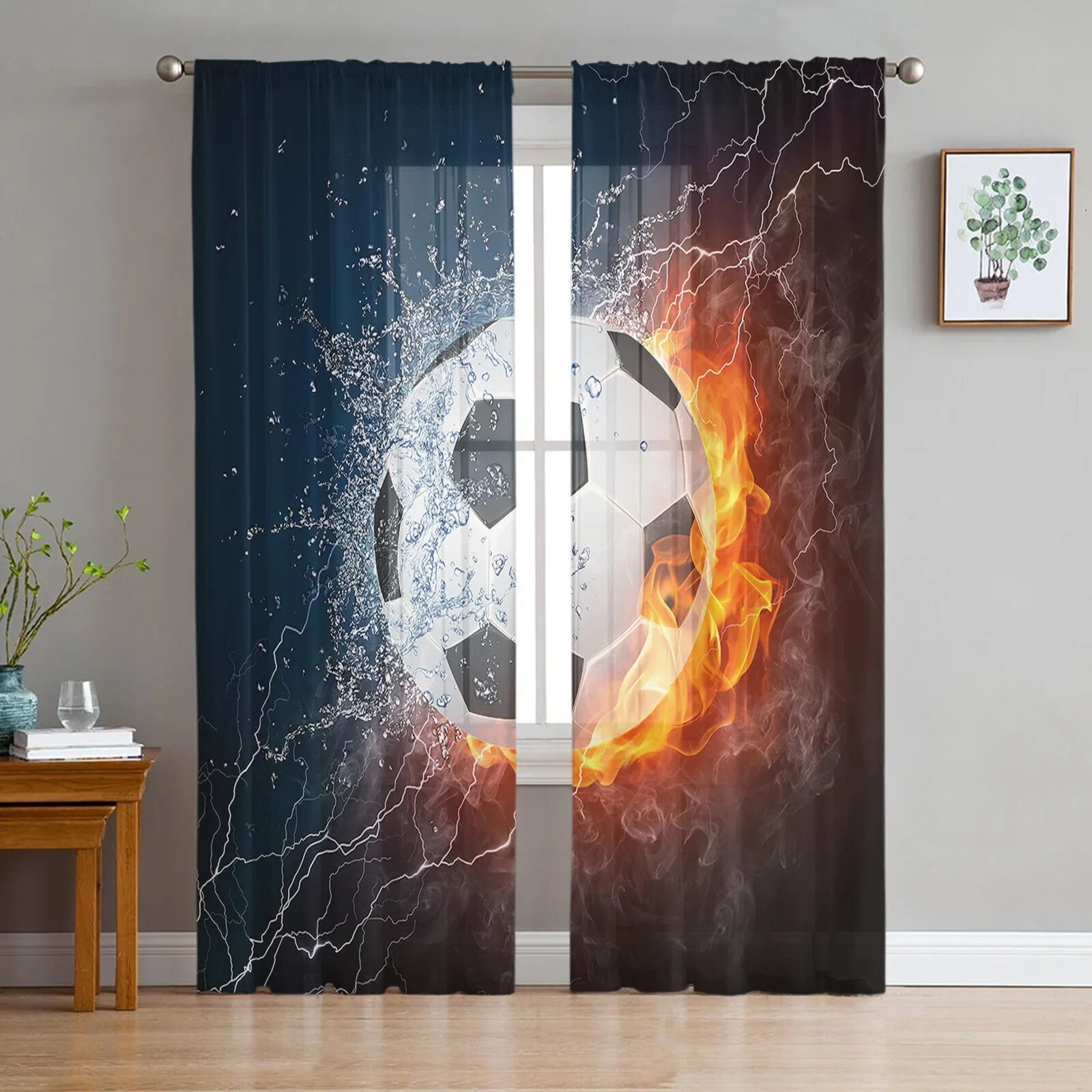 Gamepad Button Video Game Cartoon Tulle Sheer Window Curtains for ...