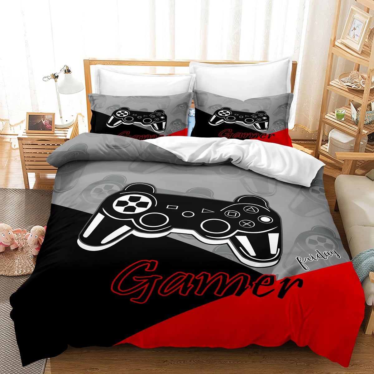Gamepad Comforter Cover Set Kids Boys Gamer Bedding Set Video Game ...
